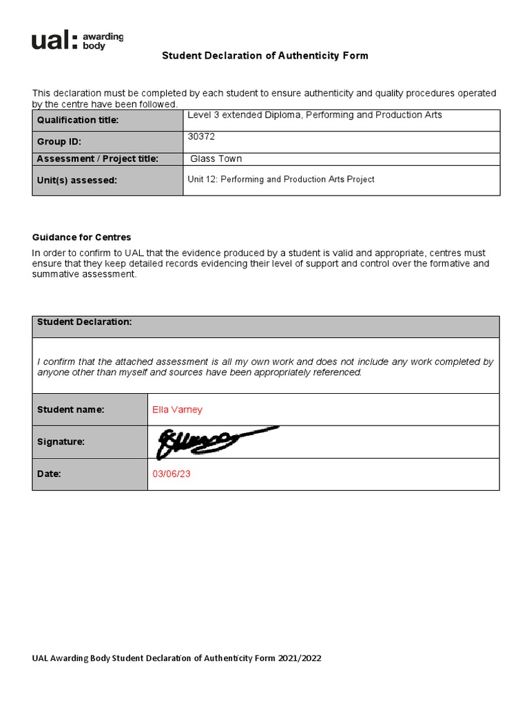 Authentication Form Diploma Copy 2023 | PDF