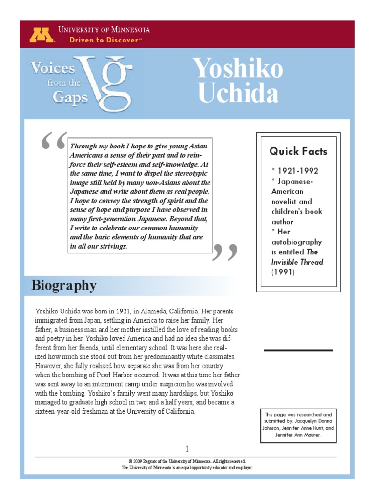 Yoshiko Uchida: A Life in Literature | PDF