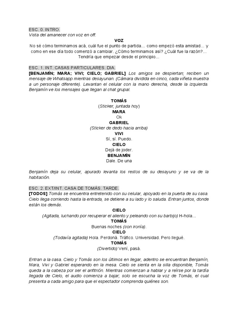 Cortometraje. Guión Literario | PDF