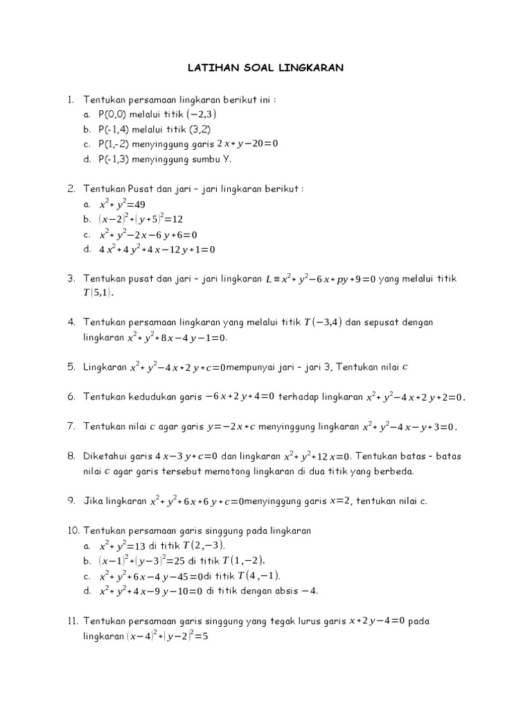 Latihan Soal Lingkaran | PDF | Metode & Bahan Ajar