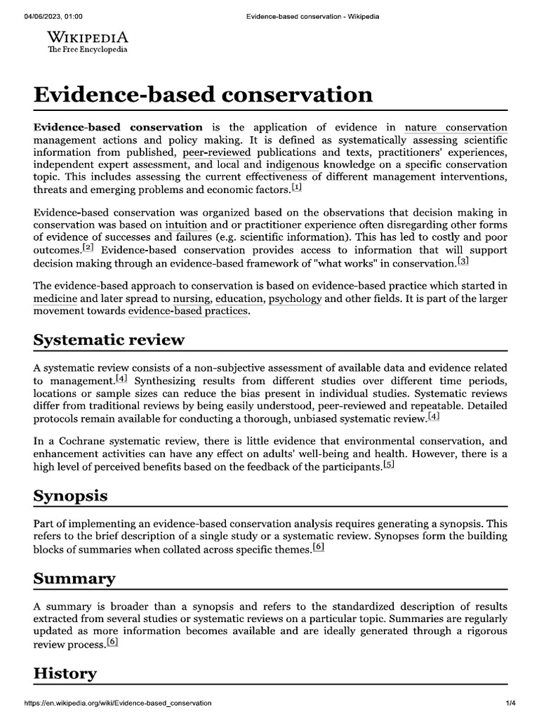Evidence Based Conservation | PDF