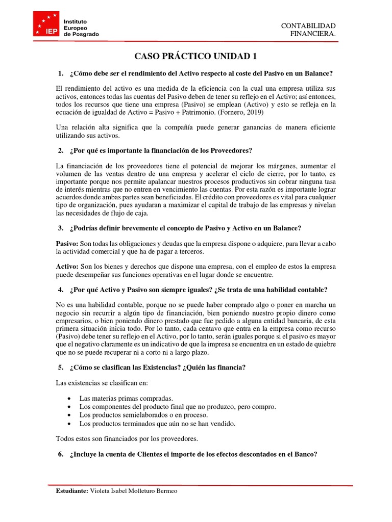 Caso Práctico - Contabilidad Financiera | PDF | Contabilidad | Bancos
