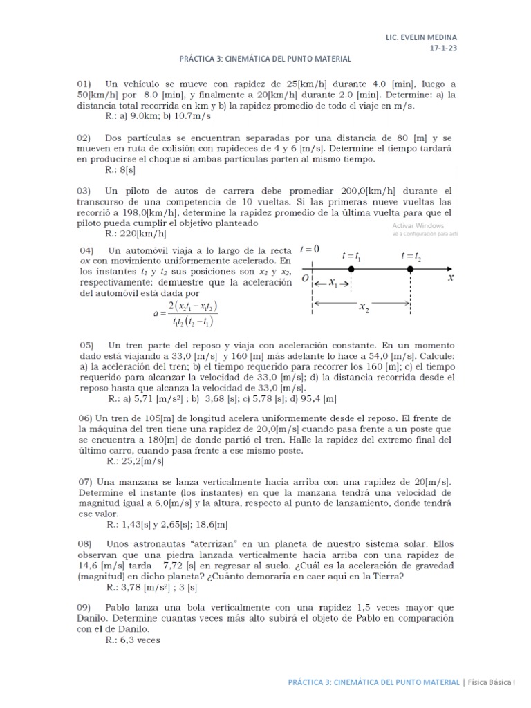 Práctica 3 . - Cinemática Del Punto Material (Completo) | PDF
