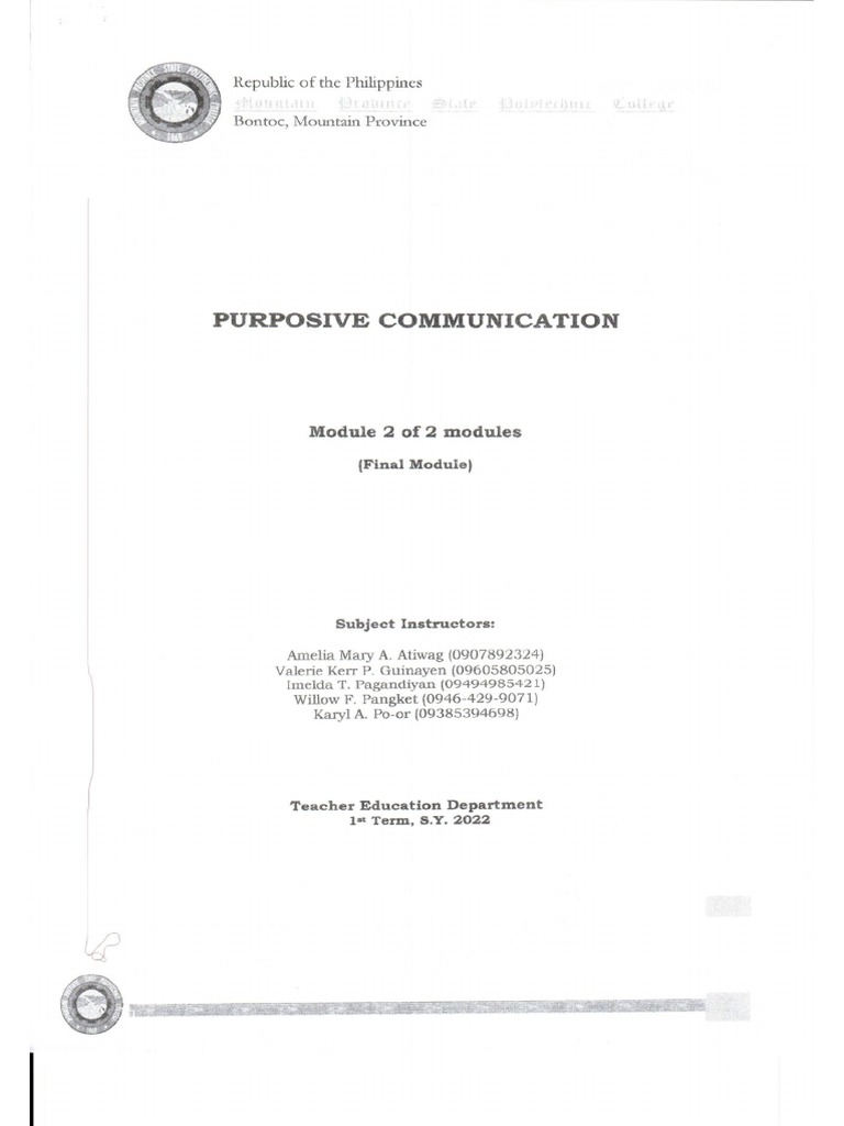 Purposive Communication Module 2 | PDF