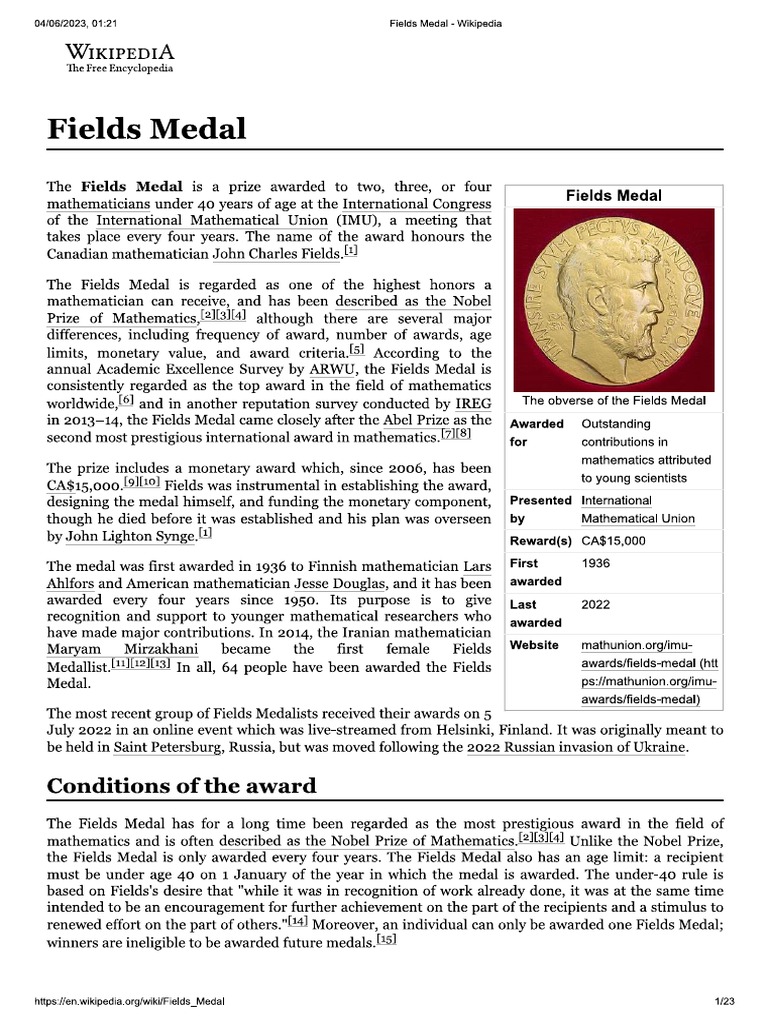 Fields Medal | PDF