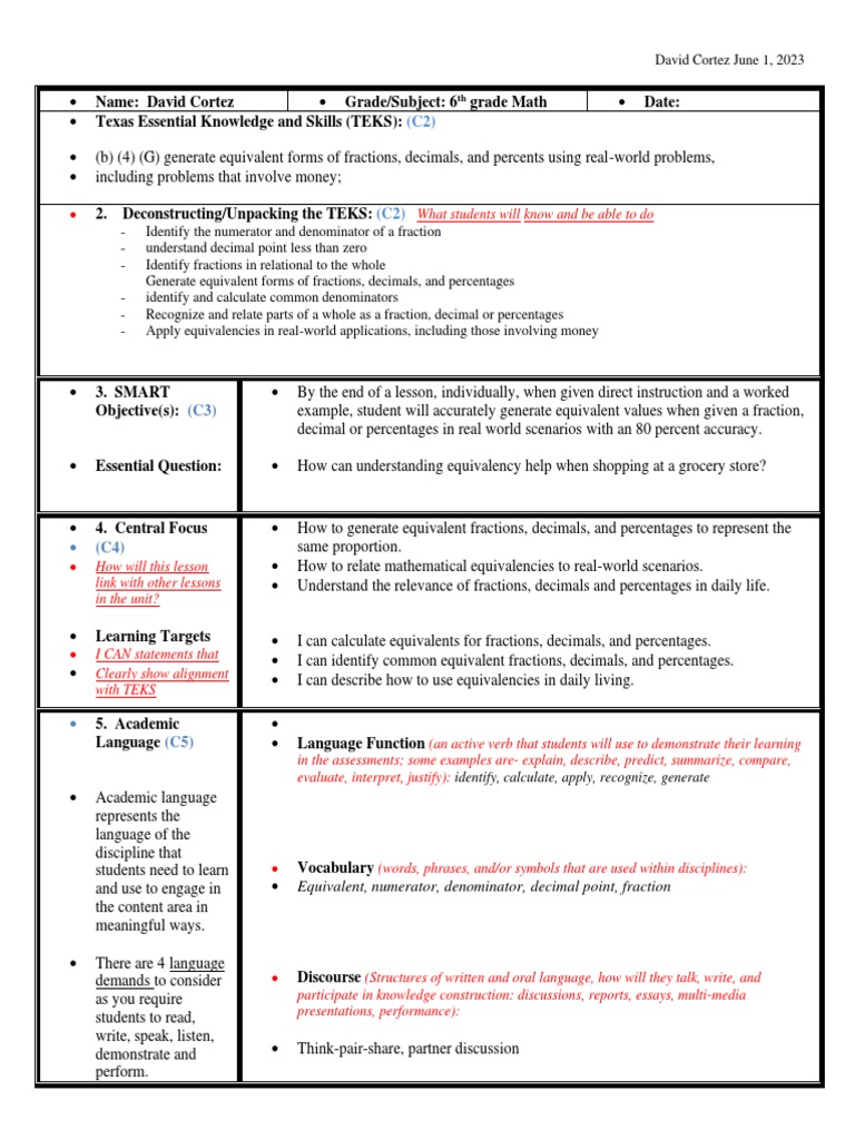 Edtpa Lesson Plan Guide LPG Final2 | PDF | Percentage | Learning