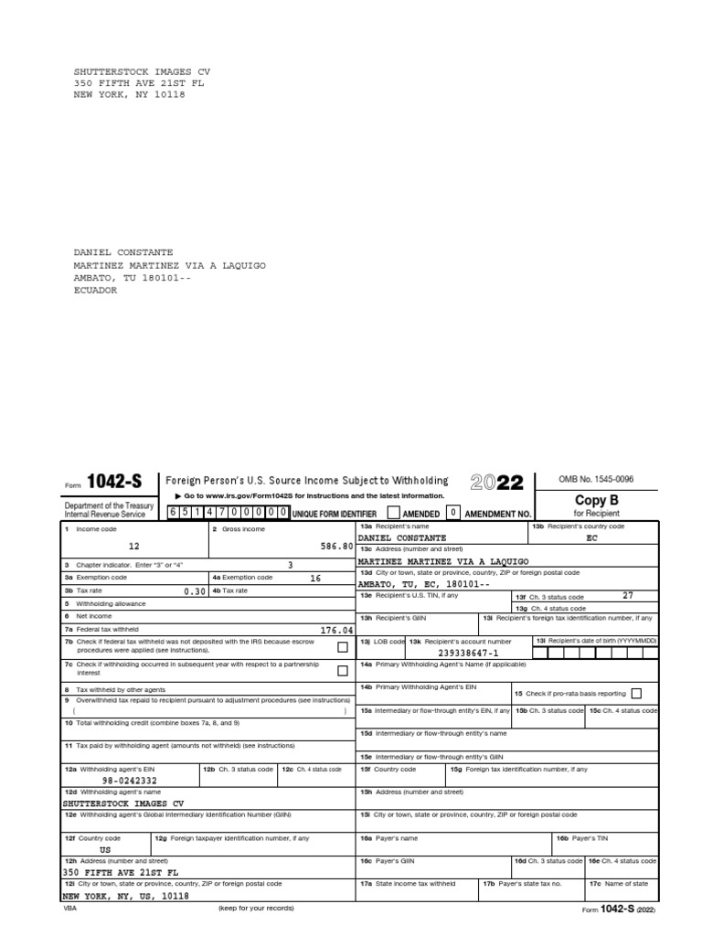 Shutterstock - 2022 - Tax - Form - DANIEL CONSTANTE-3 | PDF