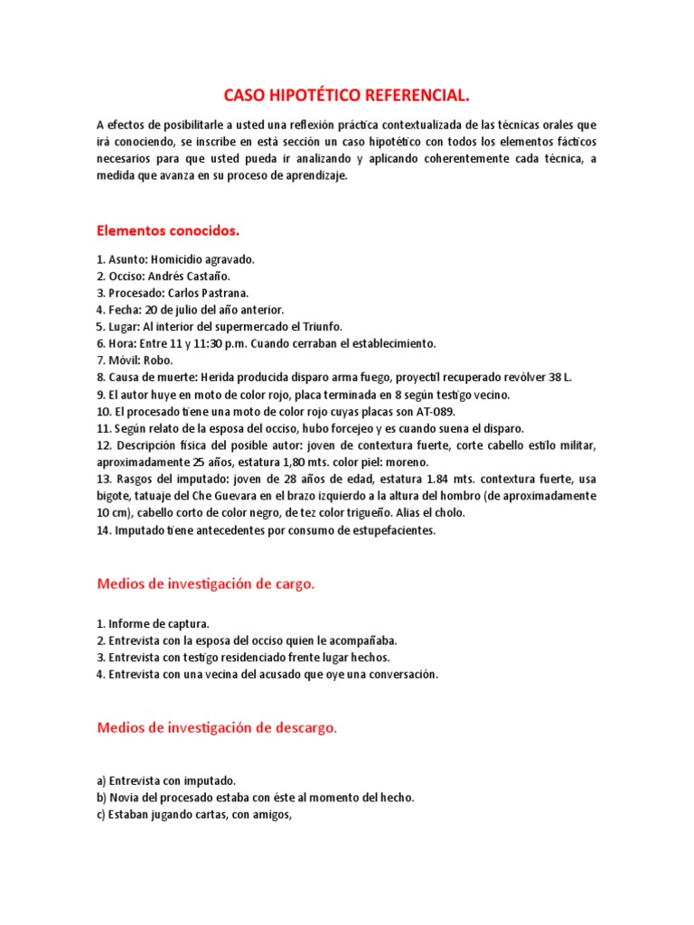 Caso Hipotético. Teoria Del Caso | PDF