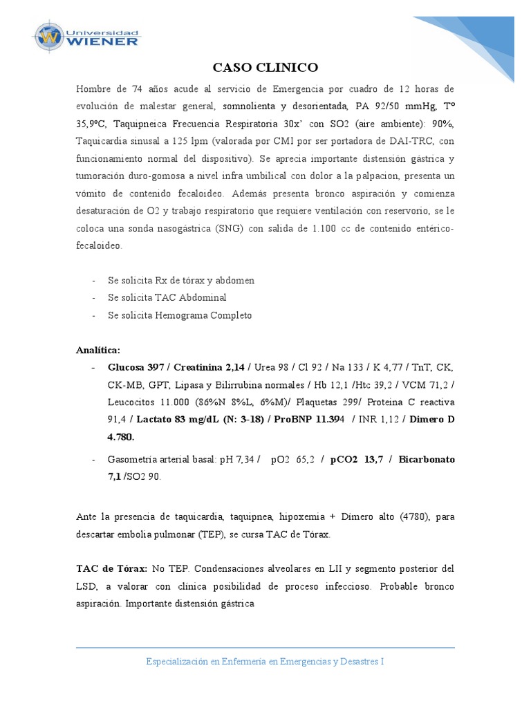 Caso Clinico para Pae | PDF | Presión sanguínea | Transfusión de sangre