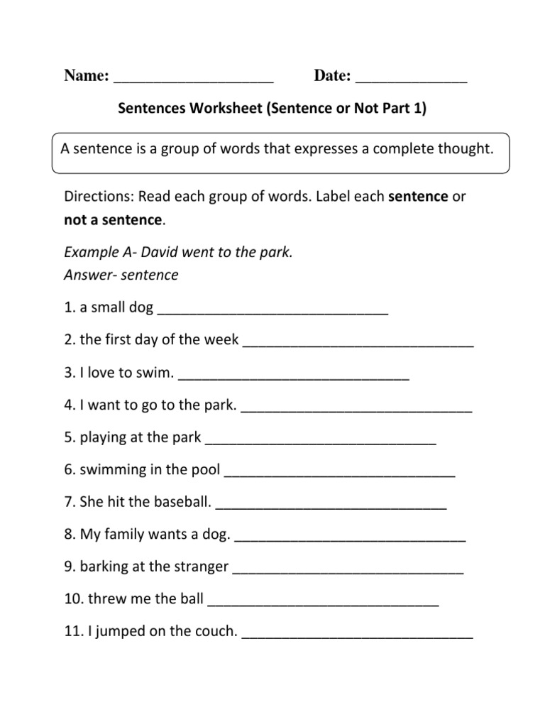 Activity On Sentence and Non Sentences | PDF