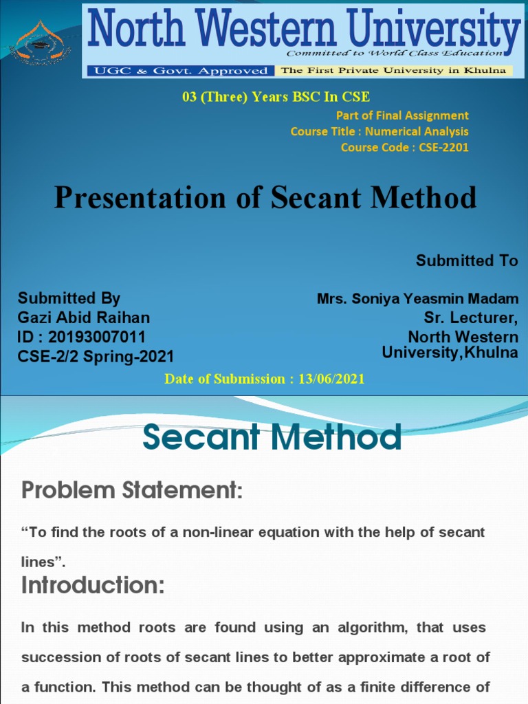 ID-20193007011 Presentation of Secant Method | PDF | Applied ... ID-20193007011 Presentation of Secant Method | PDF | Applied ...