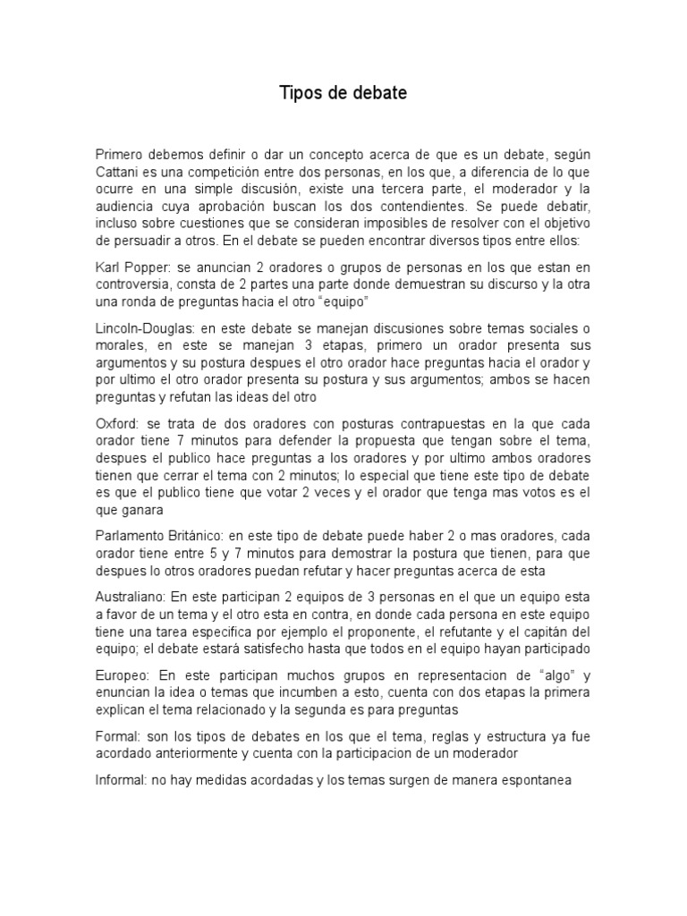 Tipos de Debate | PDF | Teorías filosóficas