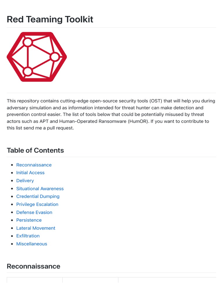Red Teaming Toolkit | PDF