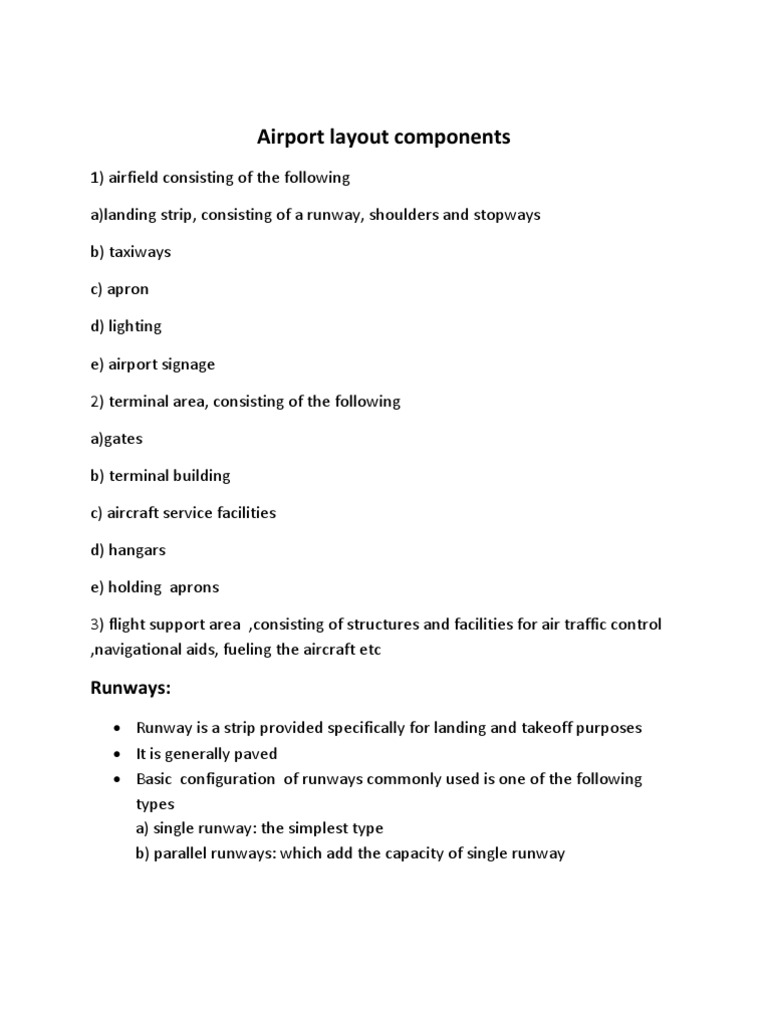 Airport Layout Components | Airport | Runway