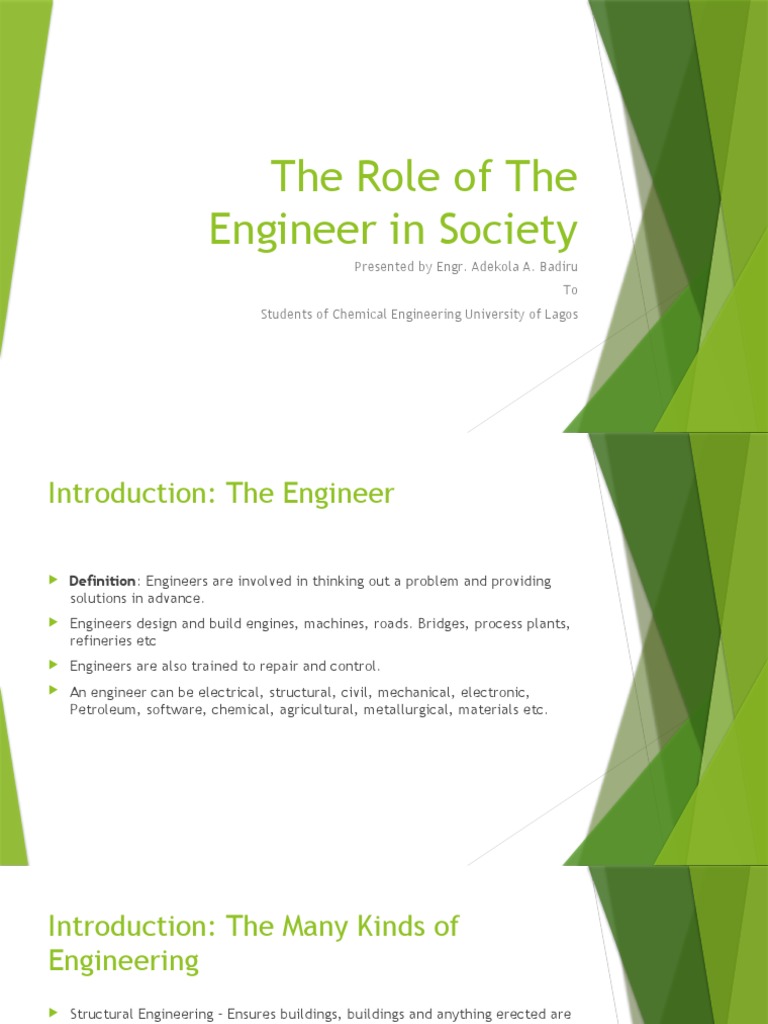 The Role of the Engineer in Society UNILAG 2021 | PDF | Engineering ...