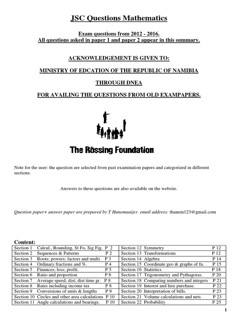 JSC Question Mathematics | PDF