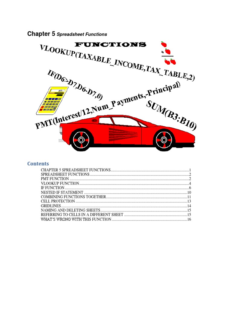Spreadsheet Functions Pdf