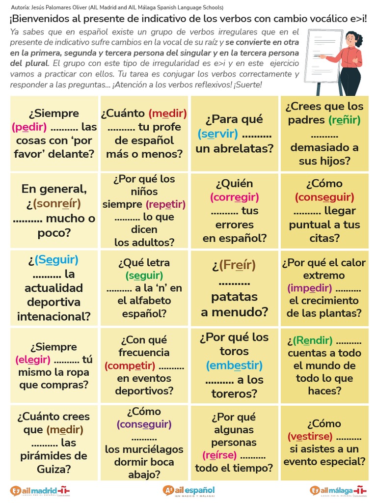 Verbos Irregulares PRESENTE Actividad | PDF | Lingüística