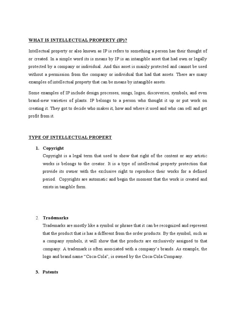 What Is Intellectual Property (Ip) ? | PDF | Intellectual Property ...