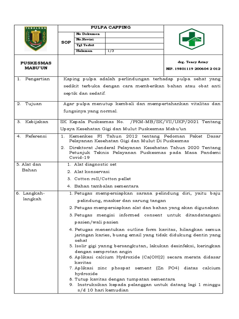 Sop Pulp Capping Fix (V) | PDF