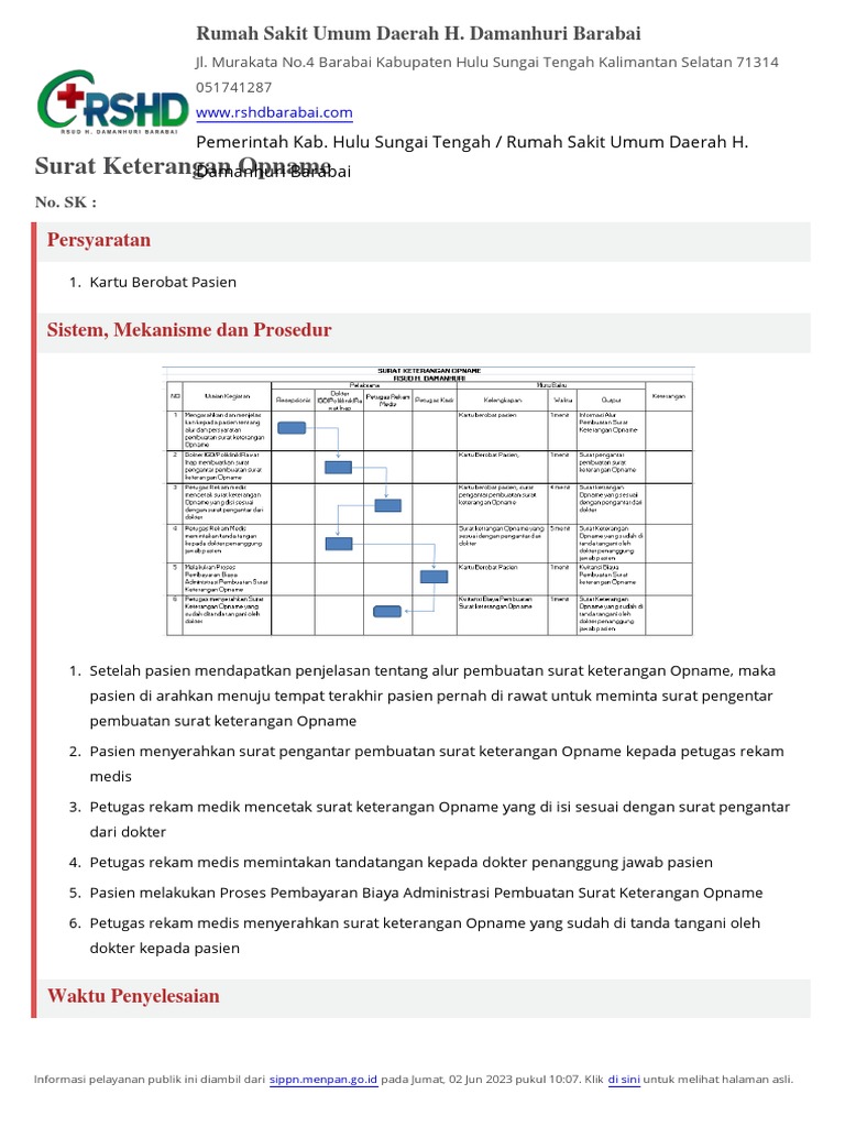 Surat Keterangan Opname | PDF