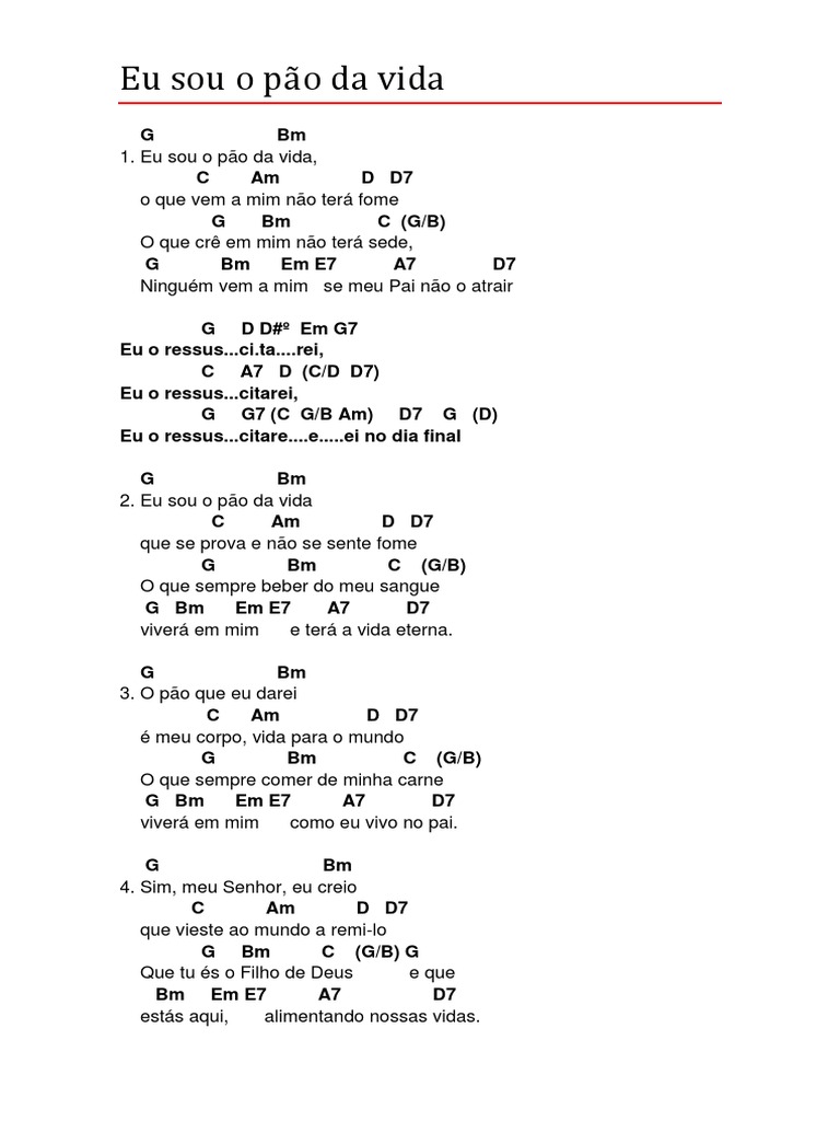 (Cifra) Eu sou o pão da vida | PDF