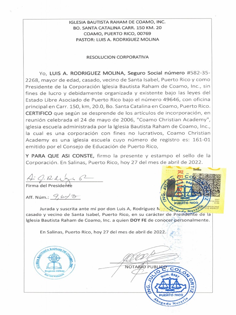 Resolución Corporativa IBRC & CCA 2022 | PDF