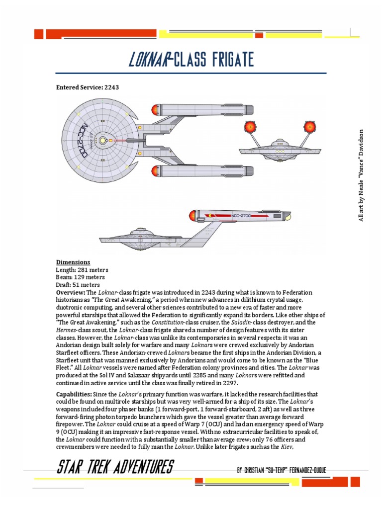 Spaceframe - TOS & TMP - Loknar-class Frigate Draft-1c | PDF | Frigate ...