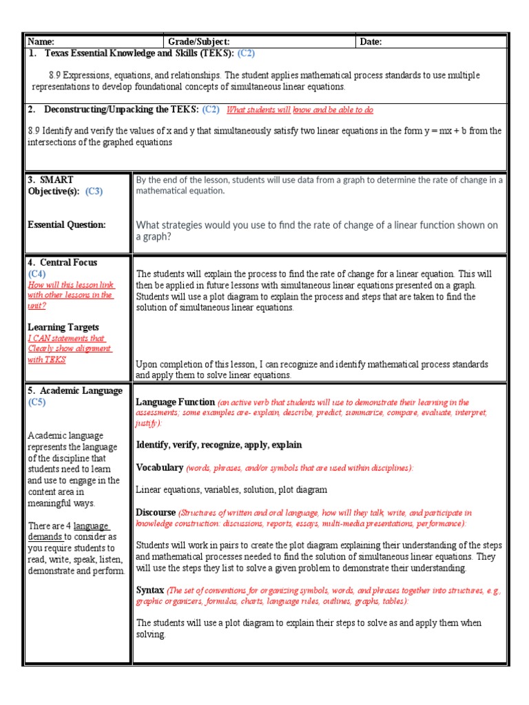 Edtpa Lesson Plan Guide LPG | PDF | Equations | Educational Assessment