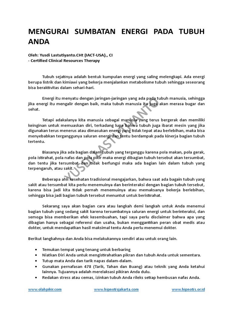 Mengurai Sumbatan Energi Pada Tubuh Anda | PDF