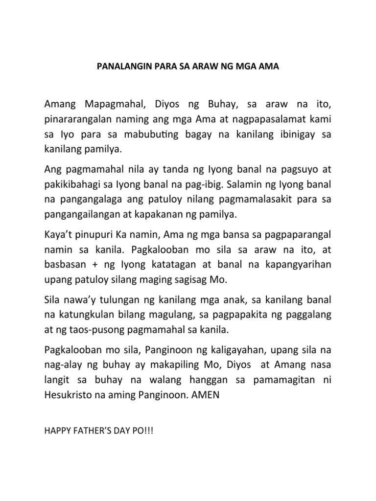 Panalangin para Sa Araw NG Mga Ama | PDF