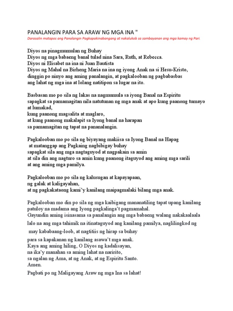 Panalangin para Sa Araw NG Mga In1 | PDF
