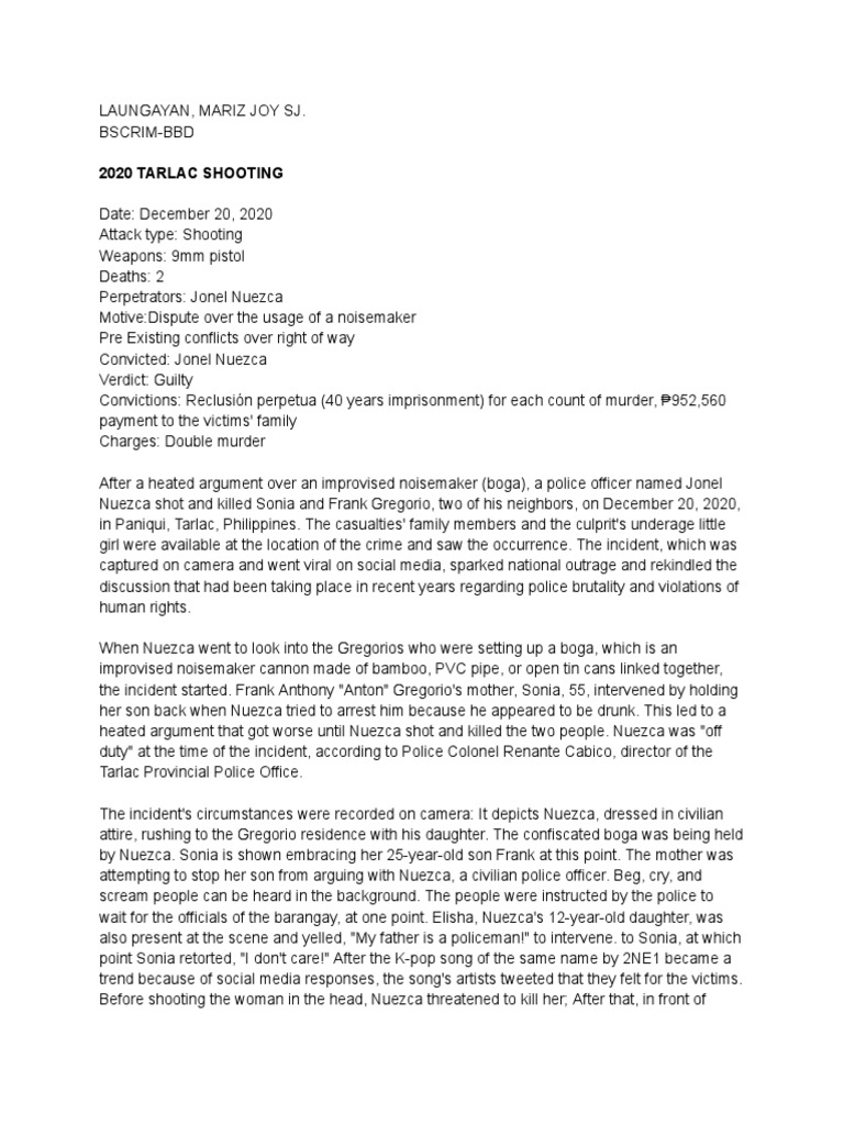 Tarlac Shooting: Jonel Nuezca Case | PDF