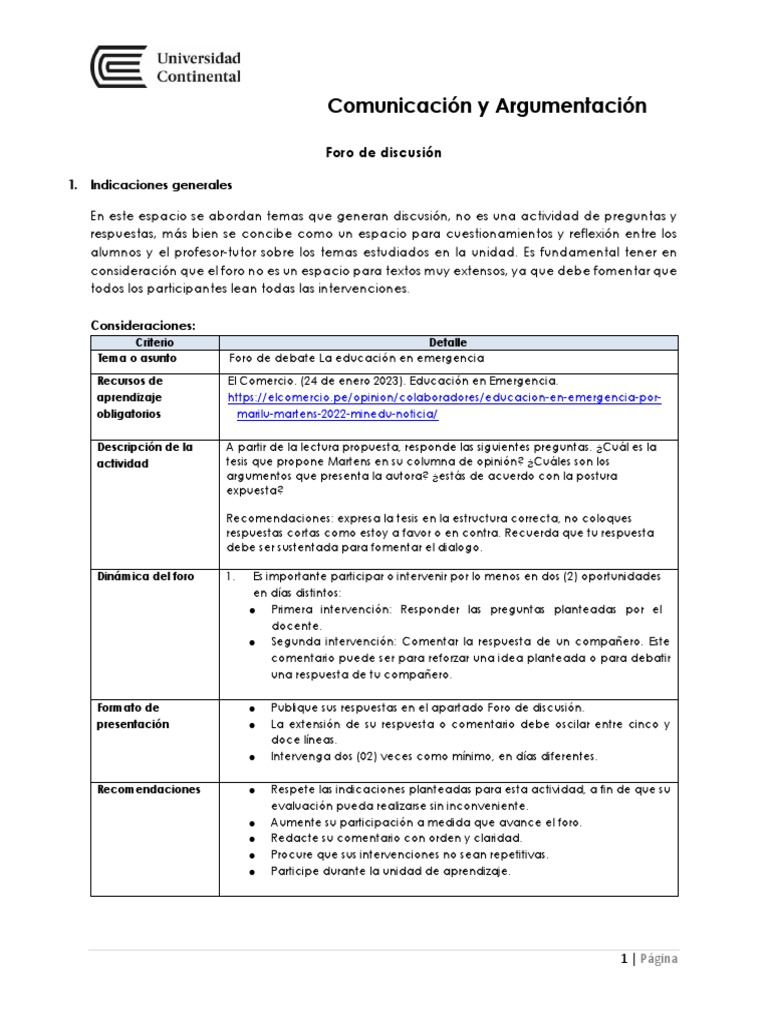 Plantilla Foro de Discusión | PDF | Evaluación | Foro de Internet
