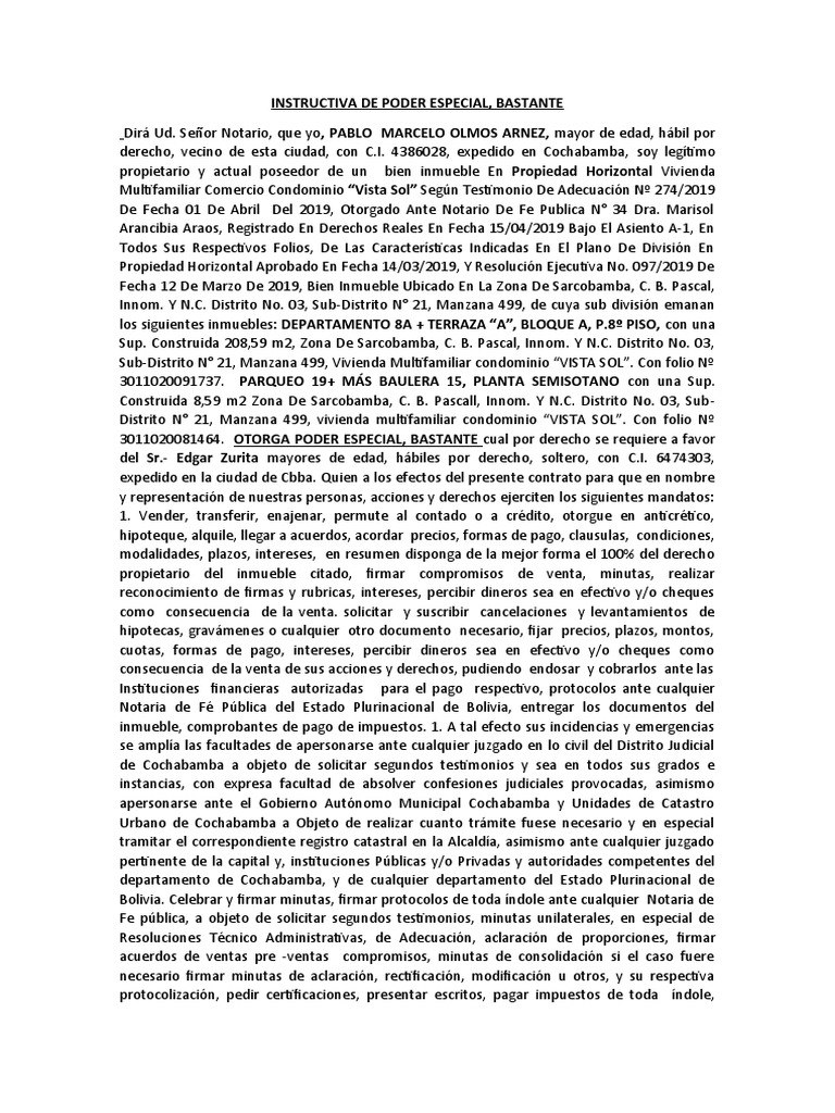 Instructiva de Poder Especial | PDF