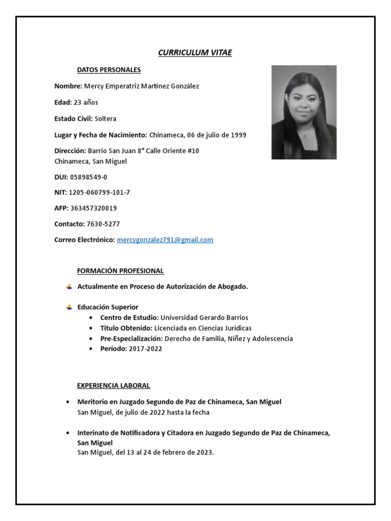 Mercy Martínez - Hoja de Vida | PDF