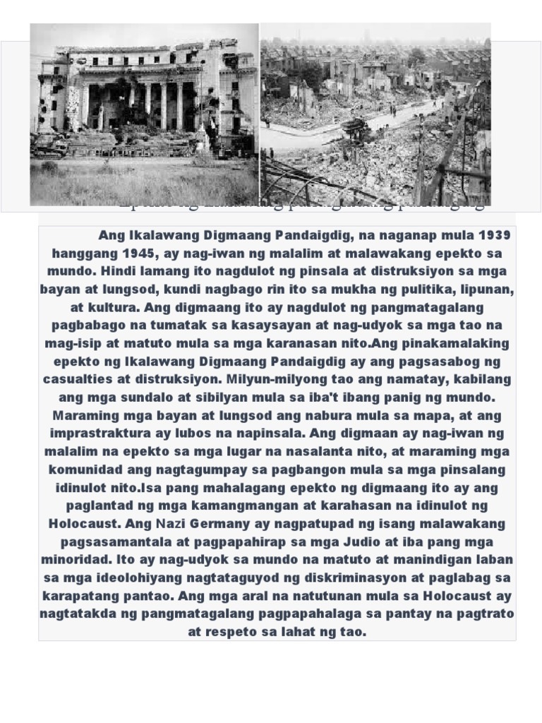 Epekto NG Ikalawang Pandigmaang Pandaigdig | PDF