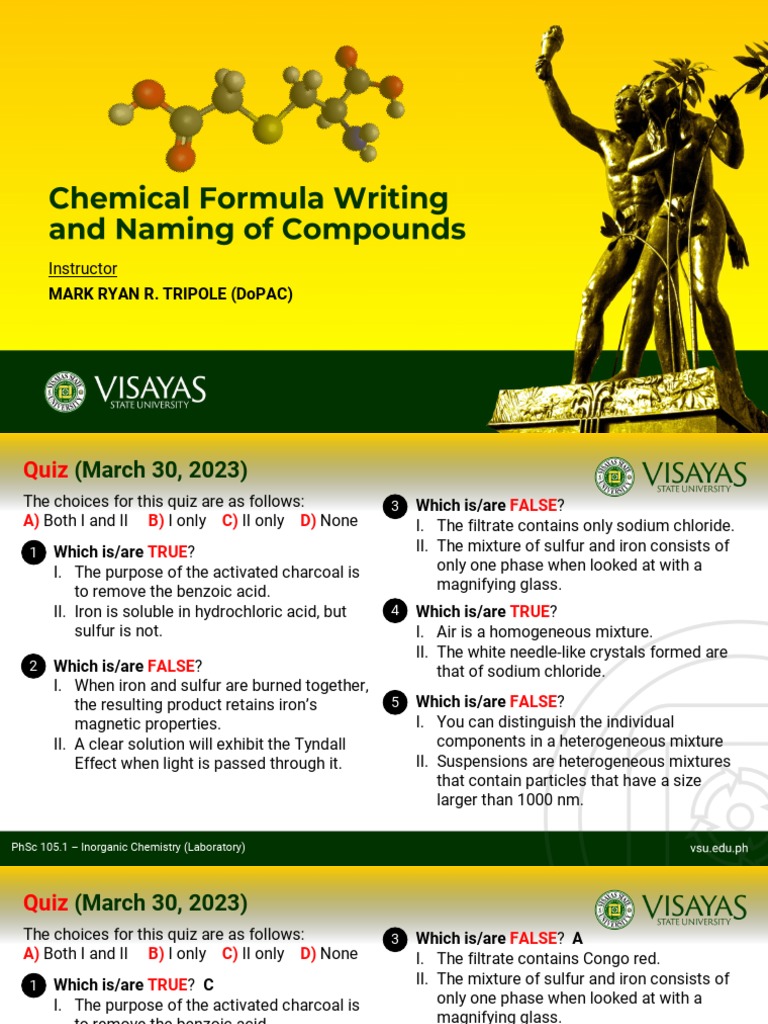 Exercise 8-9 Chemical Formula Writing and Naming of Compounds | PDF ...