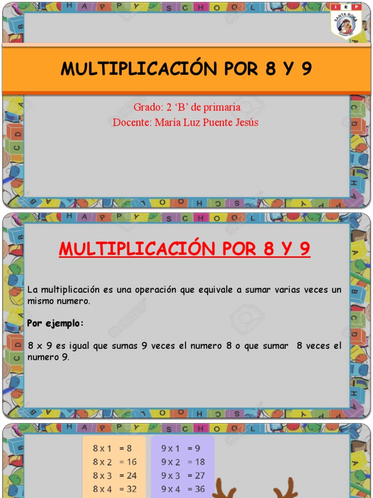 Multiplicacion 8 X 9 | PDF