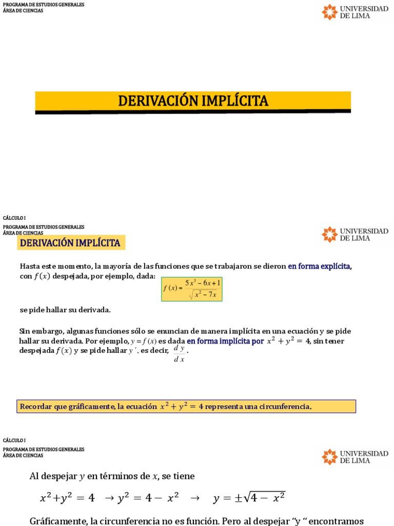 Derivación Implícita | PDF | Ecuaciones | Derivado
