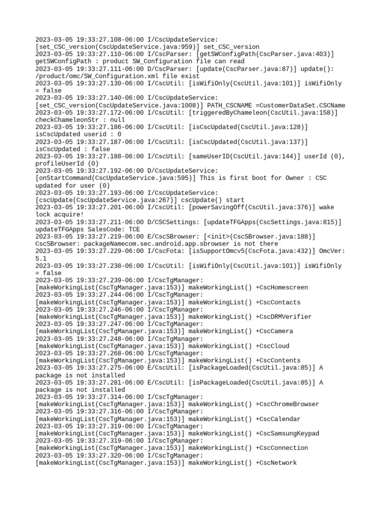 CSC Update Log | PDF