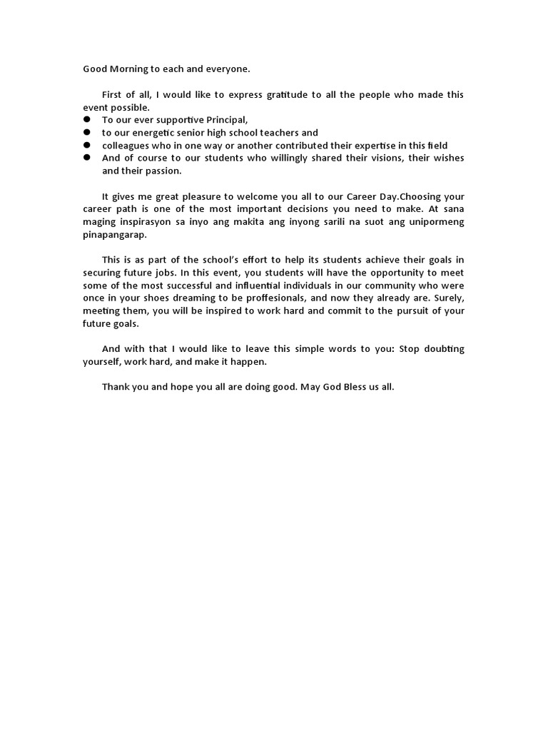 Beng Speech Career Day | PDF