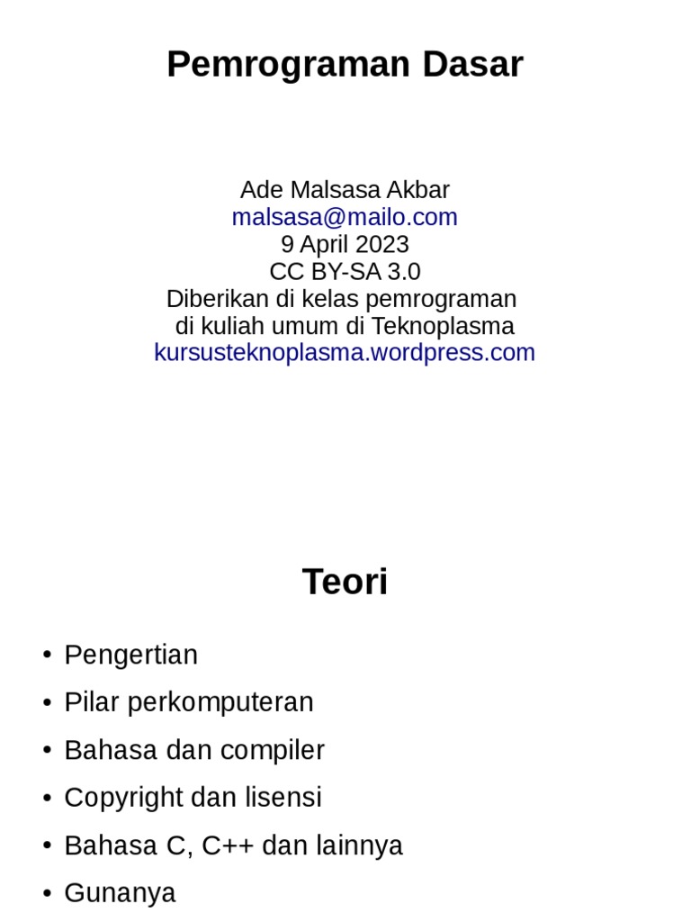 Pemrograman Dasar | PDF