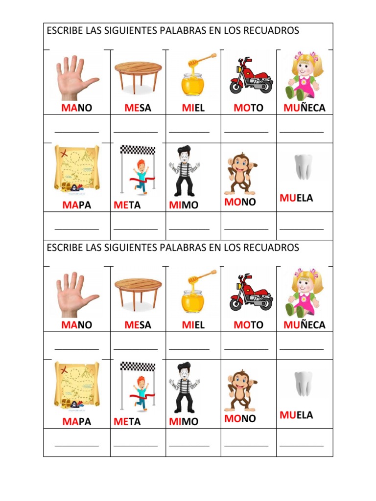 Escribir Palabras /M | PDF