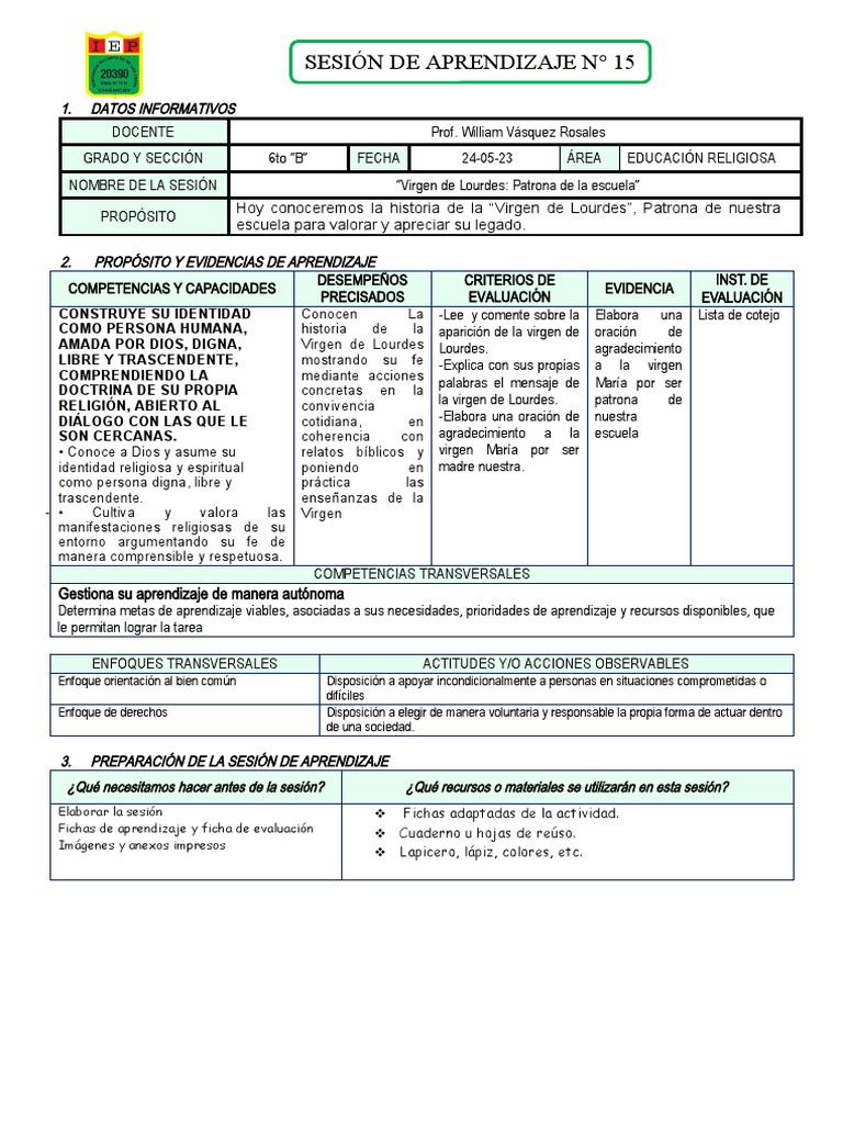SESIÓN 15 - ER - UDA 3 | PDF | Aprendizaje | Evaluación