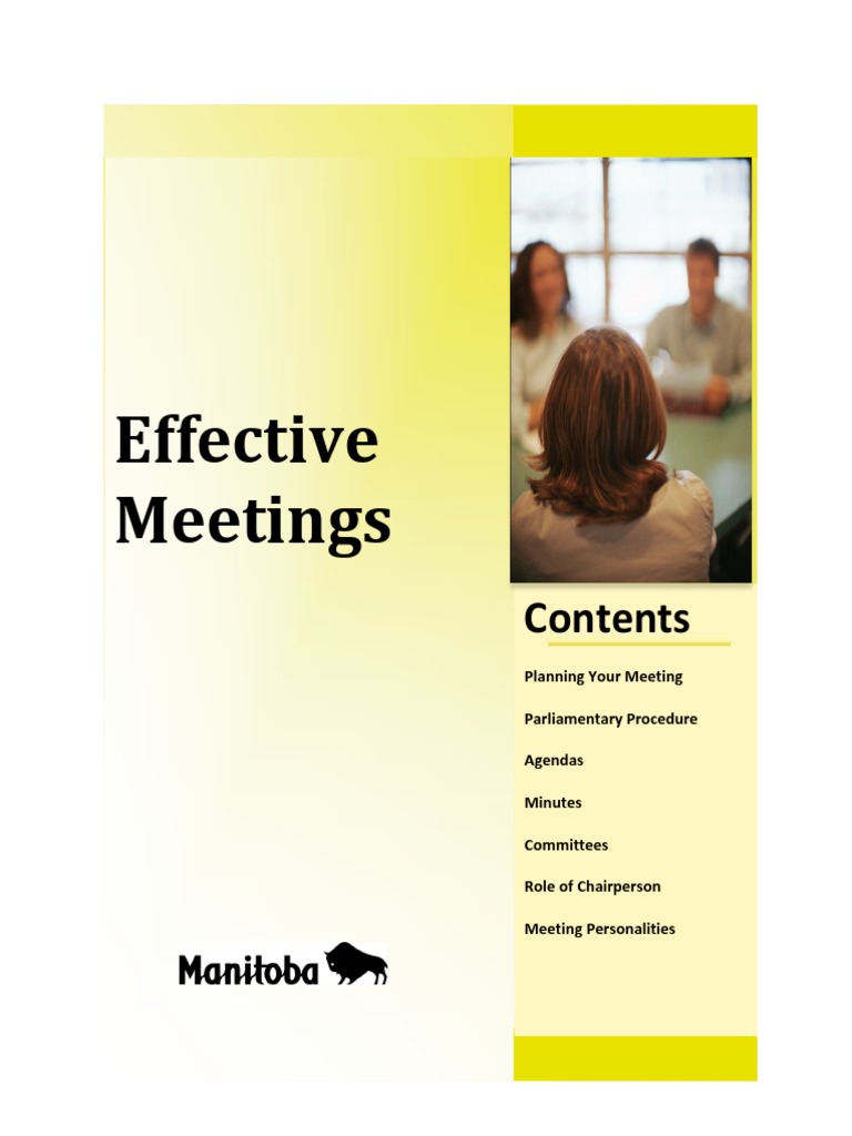 Effective - Meetings Manitoba Guidebook | PDF | Committee | Behavior Effective - Meetings Manitoba Guidebook | PDF | Committee | Behavior
