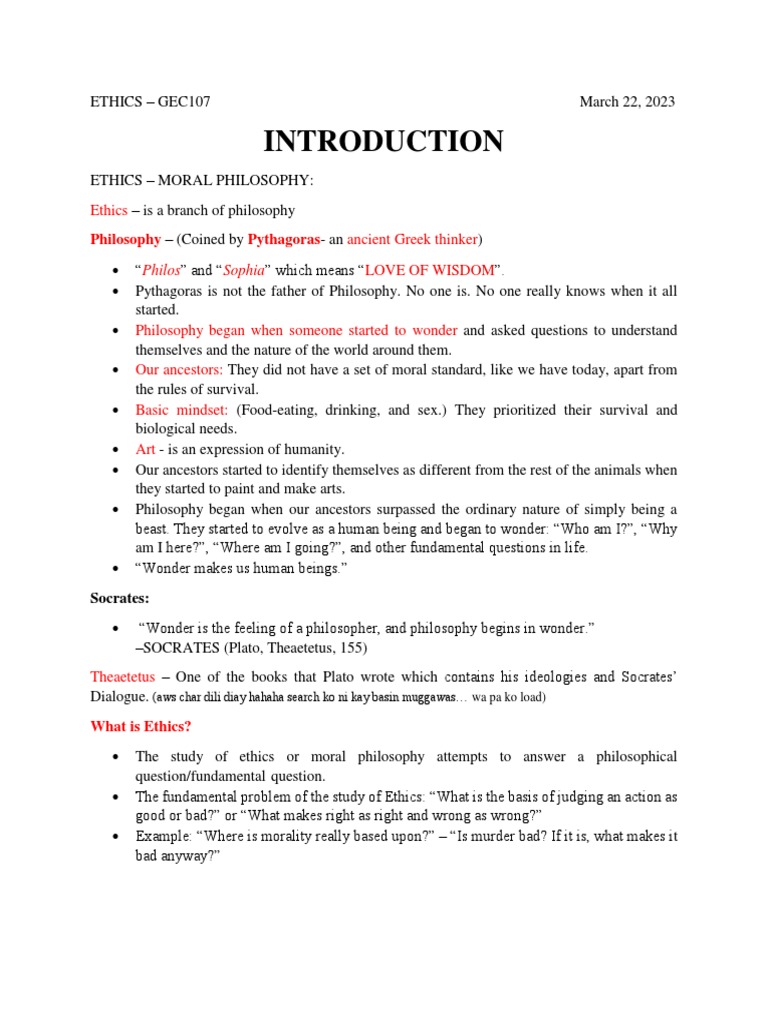 ETHICS - Study Notes (Plato and Aristotle) | PDF | Plato | Socrates