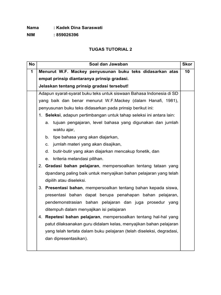 BHS Indo Tugas Tutorial 2 | PDF