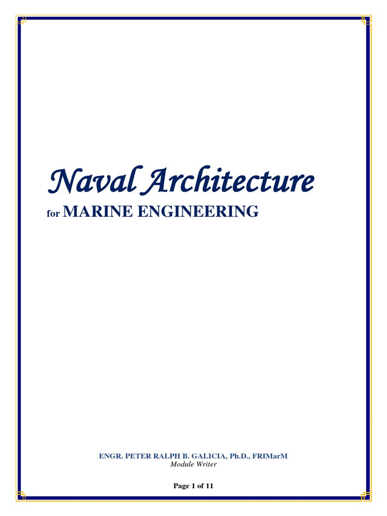 Module in Naval Architecture For Marine Engineering Chapter 1 1 | PDF | Sea Captain | Meal