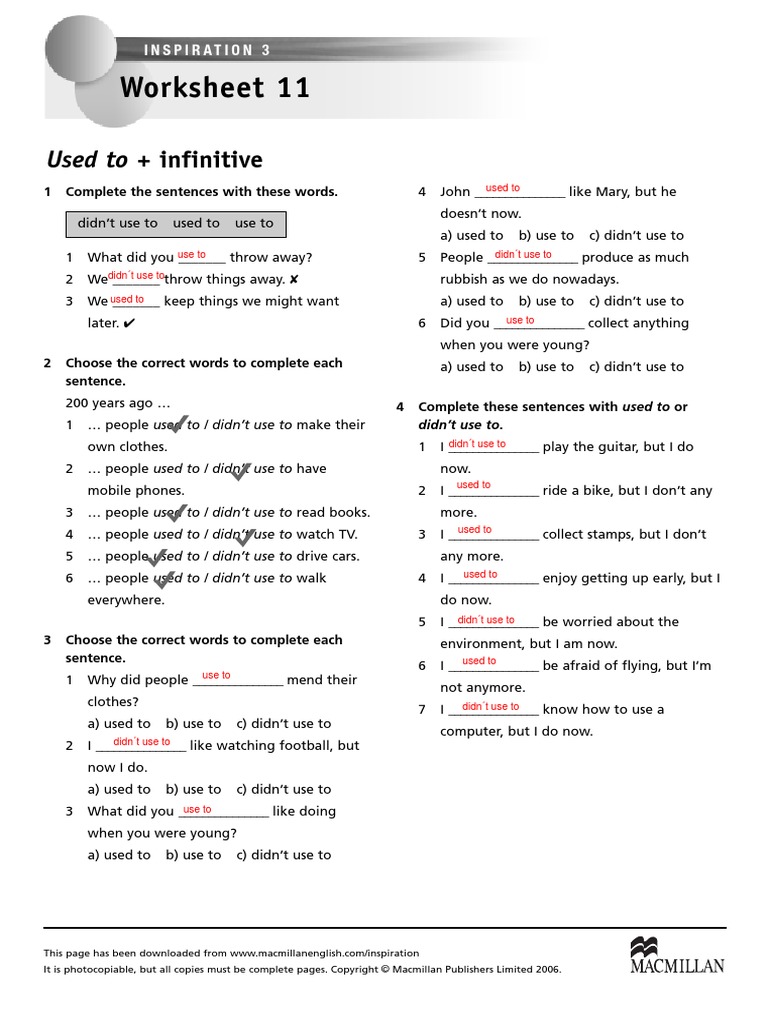 Task 1 Answer PDF Exercise About Used To | PDF